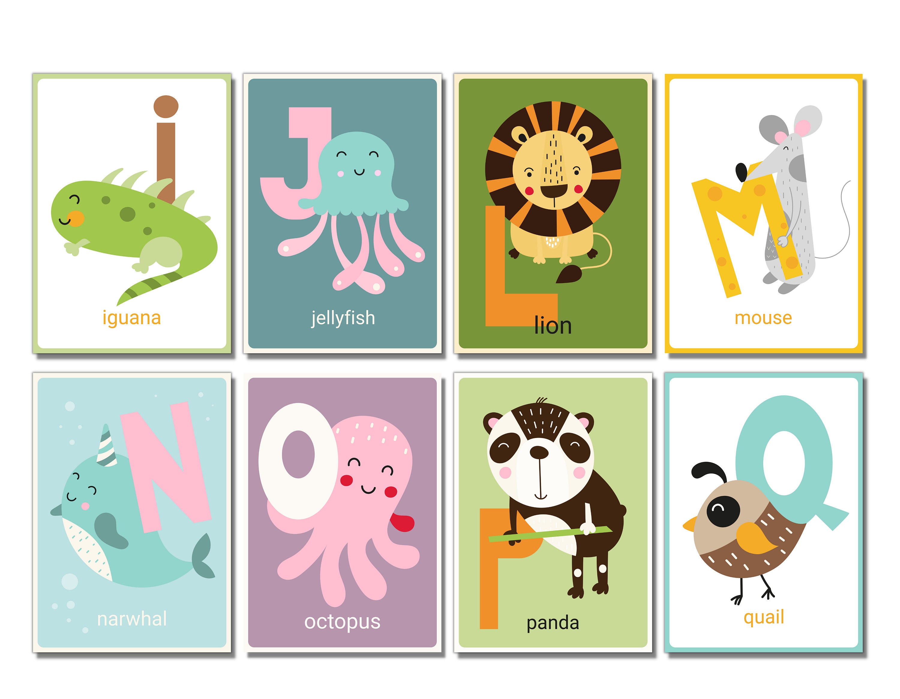 Animal ABC Flash Cards, Mini-poster | Animal Flash Cards | Learning ...