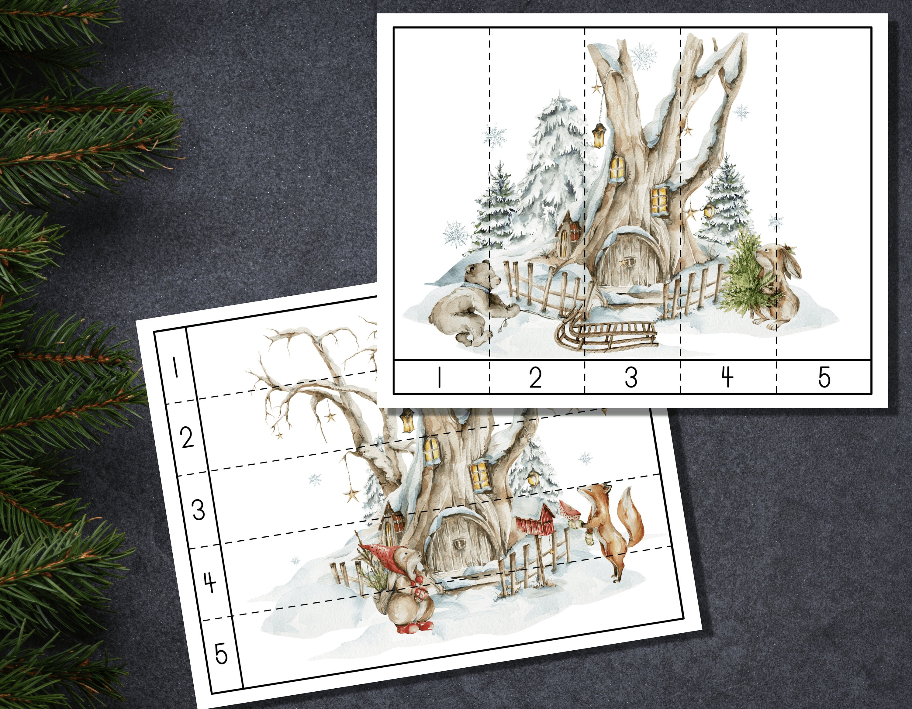 Winter Number Sequence Puzzles, Printable, Preschool Counting Activity ...