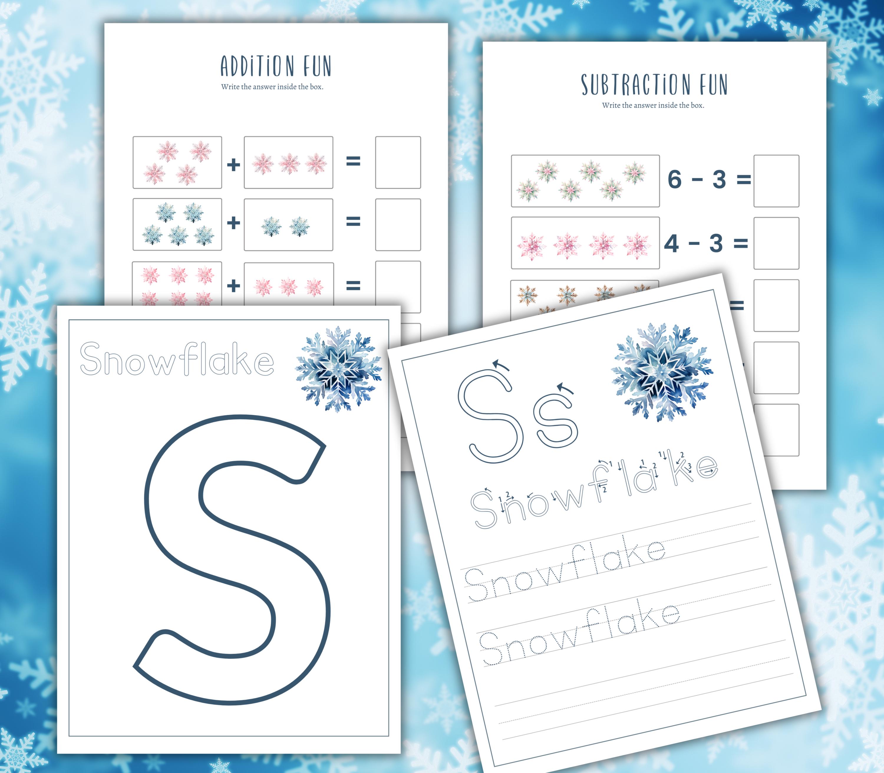 SNOWFLAKES Pre-k and K Activity Pack, Homeschool, Digital, Instant ...