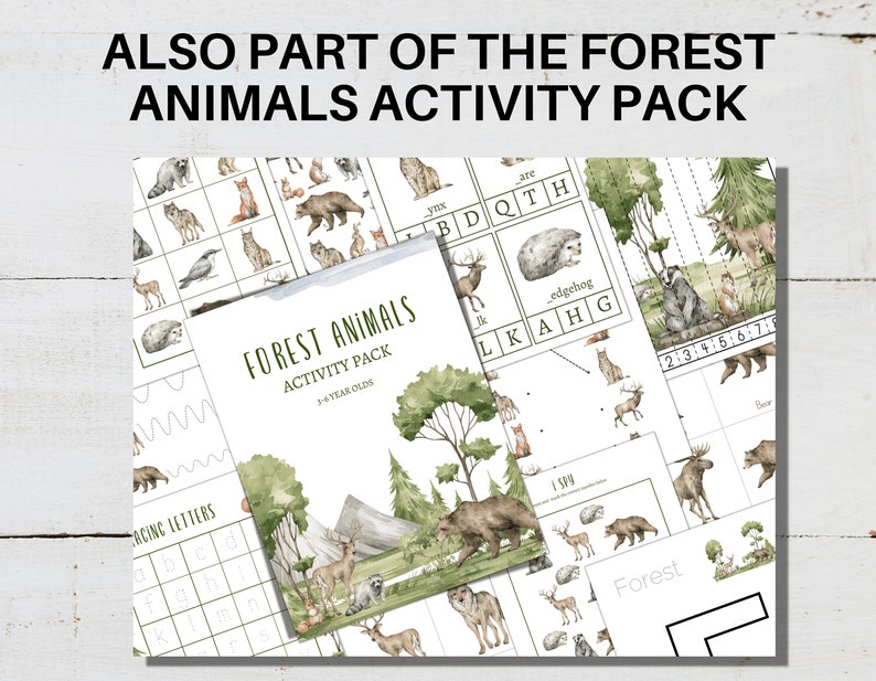 FOREST Animals Simple Puzzles, Printable, Preschool Activity, Kids ...