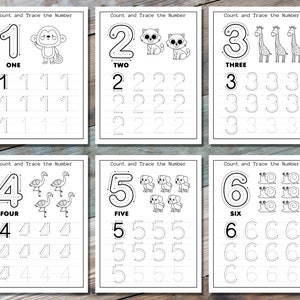 NUMBER Coloring and Tracing Worksheets, 1 to 20 Counting, Preschool ...