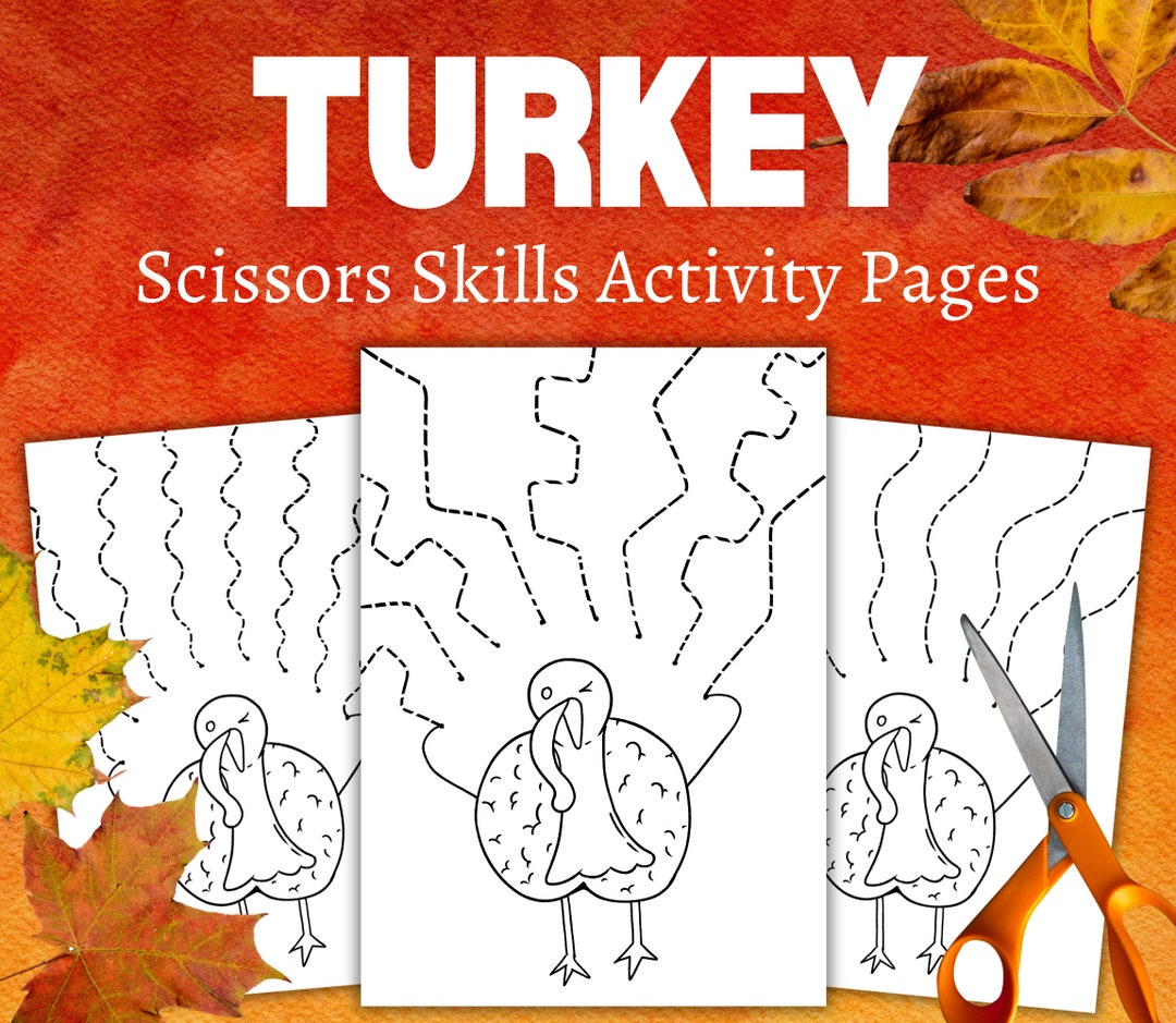 TURKEY Scissors Skills Activity Pages, Preschool Printable, Homeschool ...