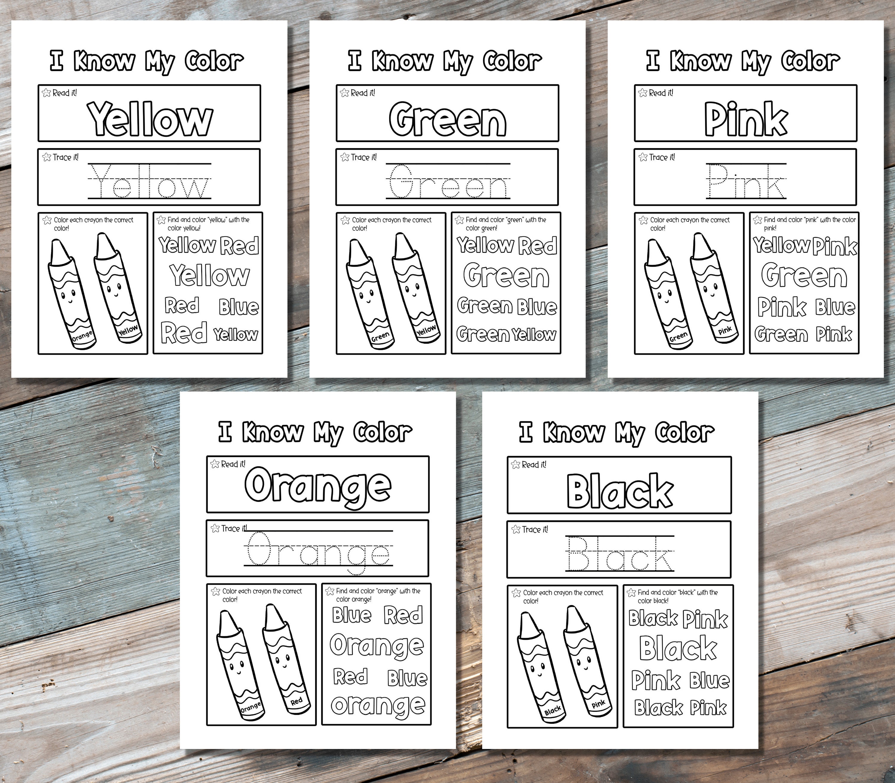 COLORS Learning Worksheets, 10 Pages, Preschool Activity, Digital ...