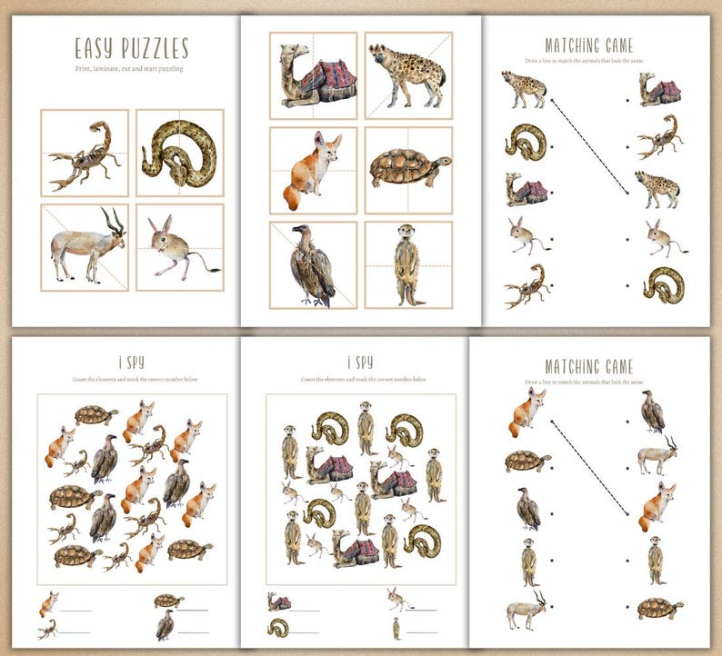 DESERT Animals Pre-k and K Activity Pack, Homeschool, Digital, INSTANT ...
