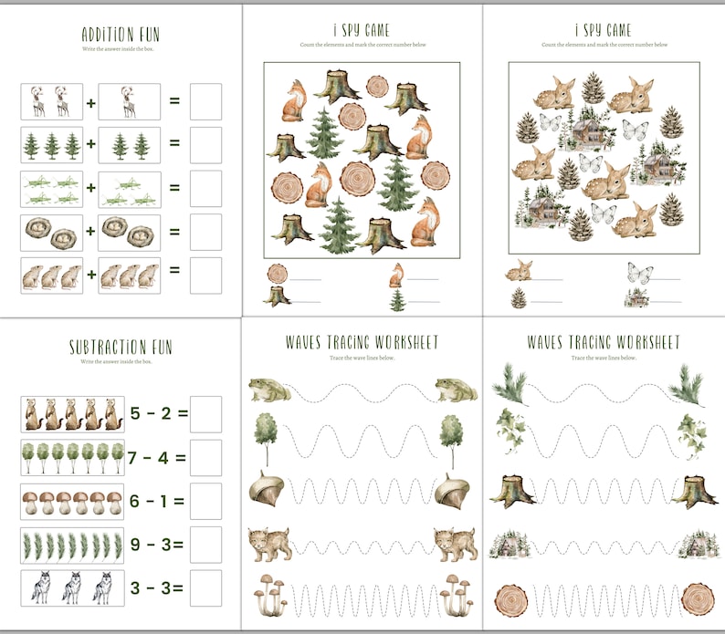 IN THE FOREST Pre-k and K Activity Pack, Homeschool, Digital, Instant ...