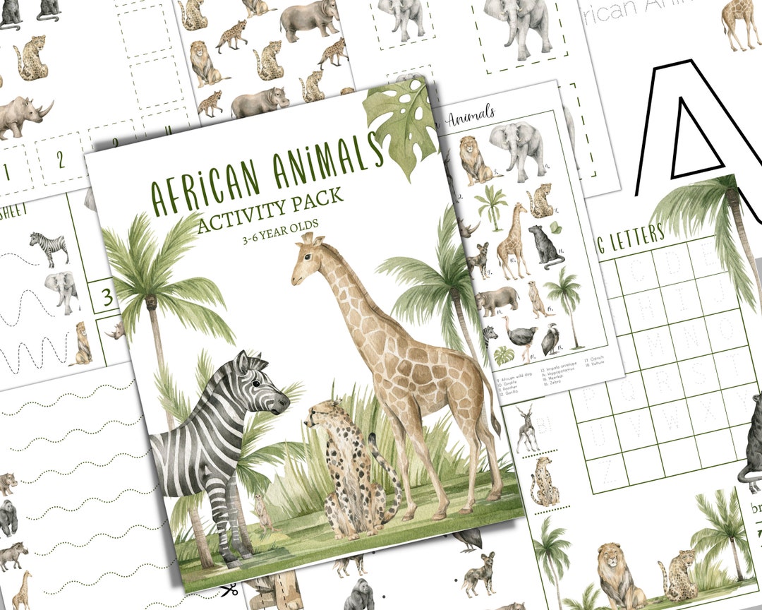 AFRICAN Animals Pre-k and K Activity Pack, Homeschool, Digital, INSTANT ...