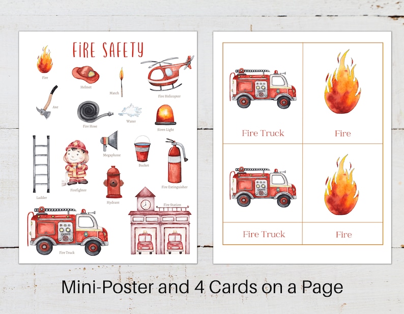 Fire Safety Vocabulary Mini Poster 3-part Cards Homeschool - Etsy