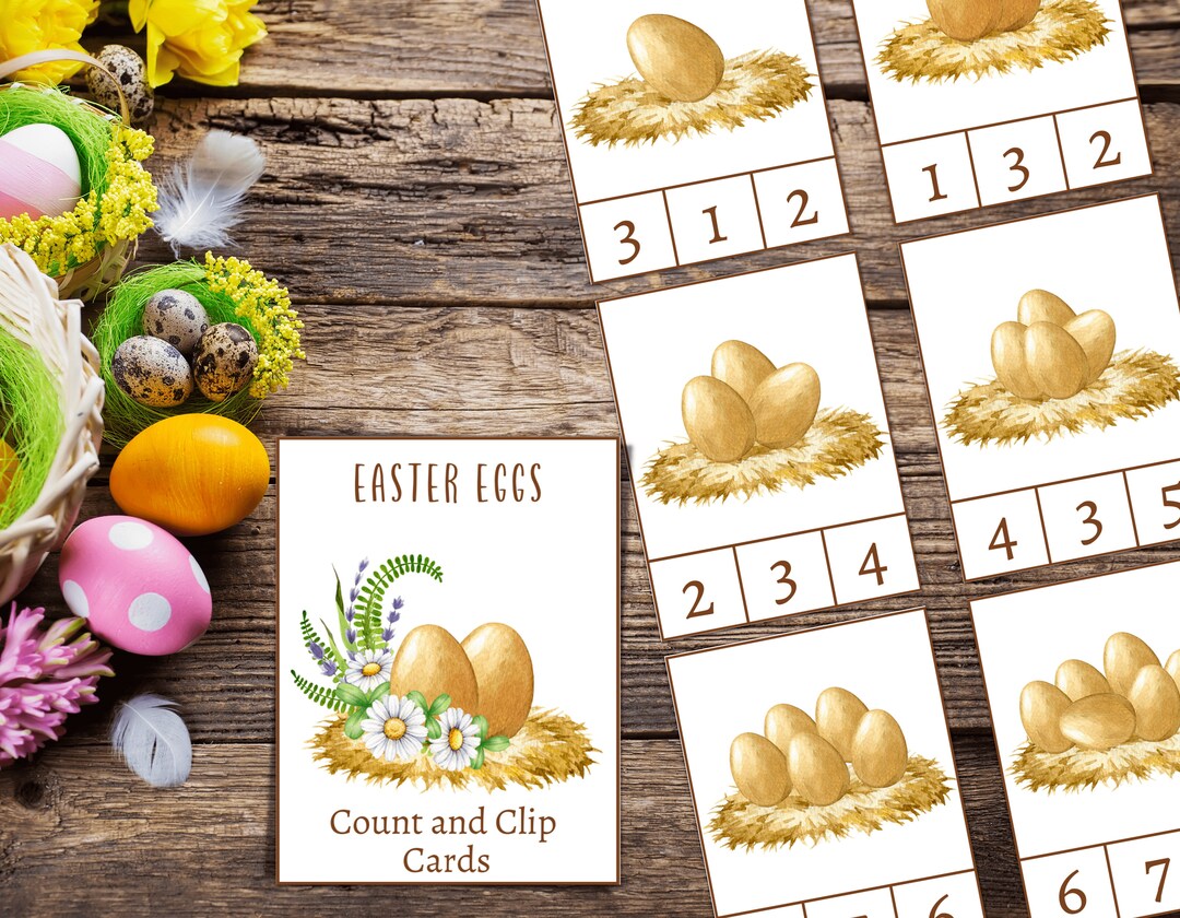 EASTER EGGS Count and Clip Cards, 1 to 12 Counting, Spring Activity for ...