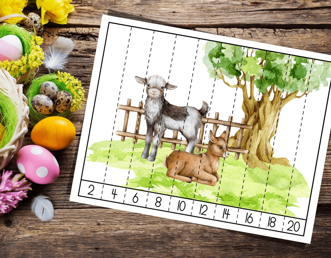 SPRING Farm Animals Number Sequence Puzzles, Printable, Preschool ...