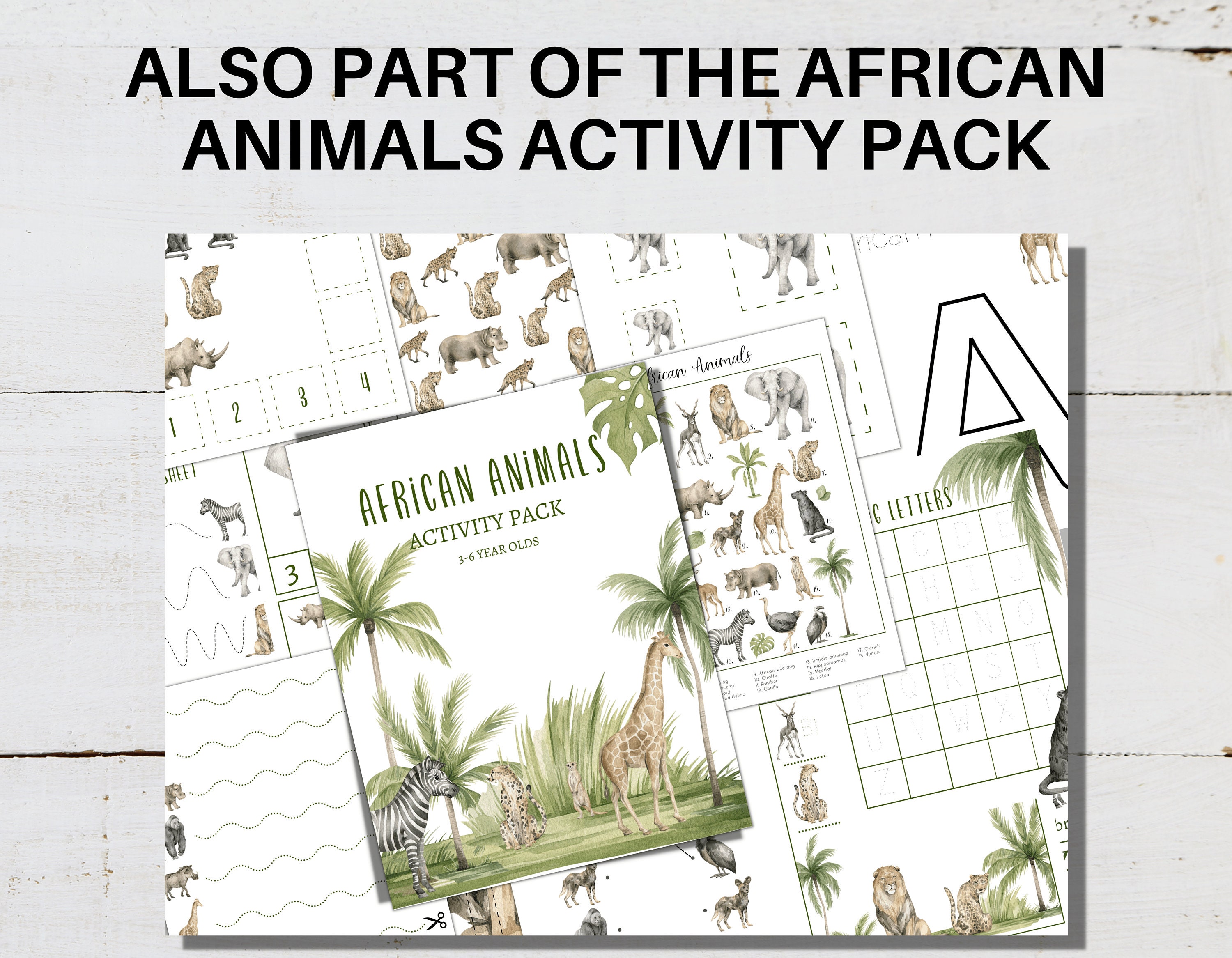 AFRICAN Animals Simple Puzzles, Printable, Preschool Activity, Kids ...