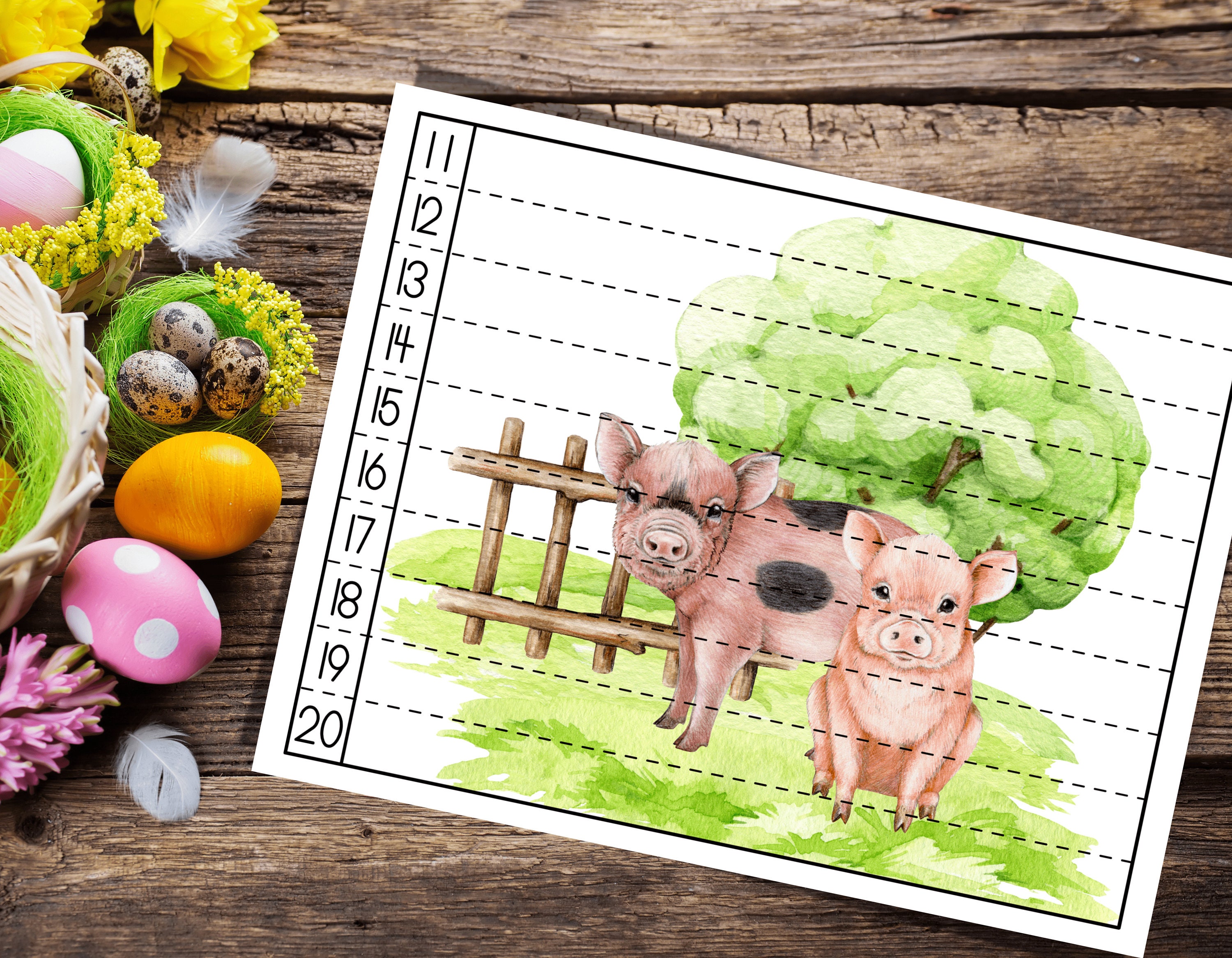 SPRING Farm Animals Number Sequence Puzzles, Printable, Preschool ...