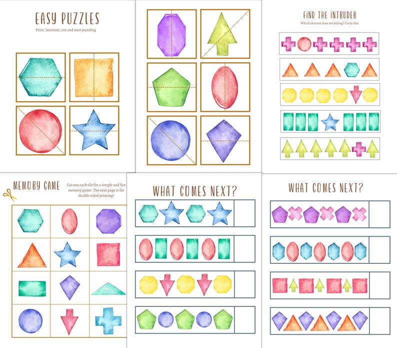 SHAPES Pre-k and K Activity Pack Homeschool Digital Instant - Etsy