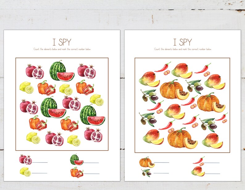 FRUIT and VEGETABLES I Spy, Printable Fruit and Vegetables Activity ...