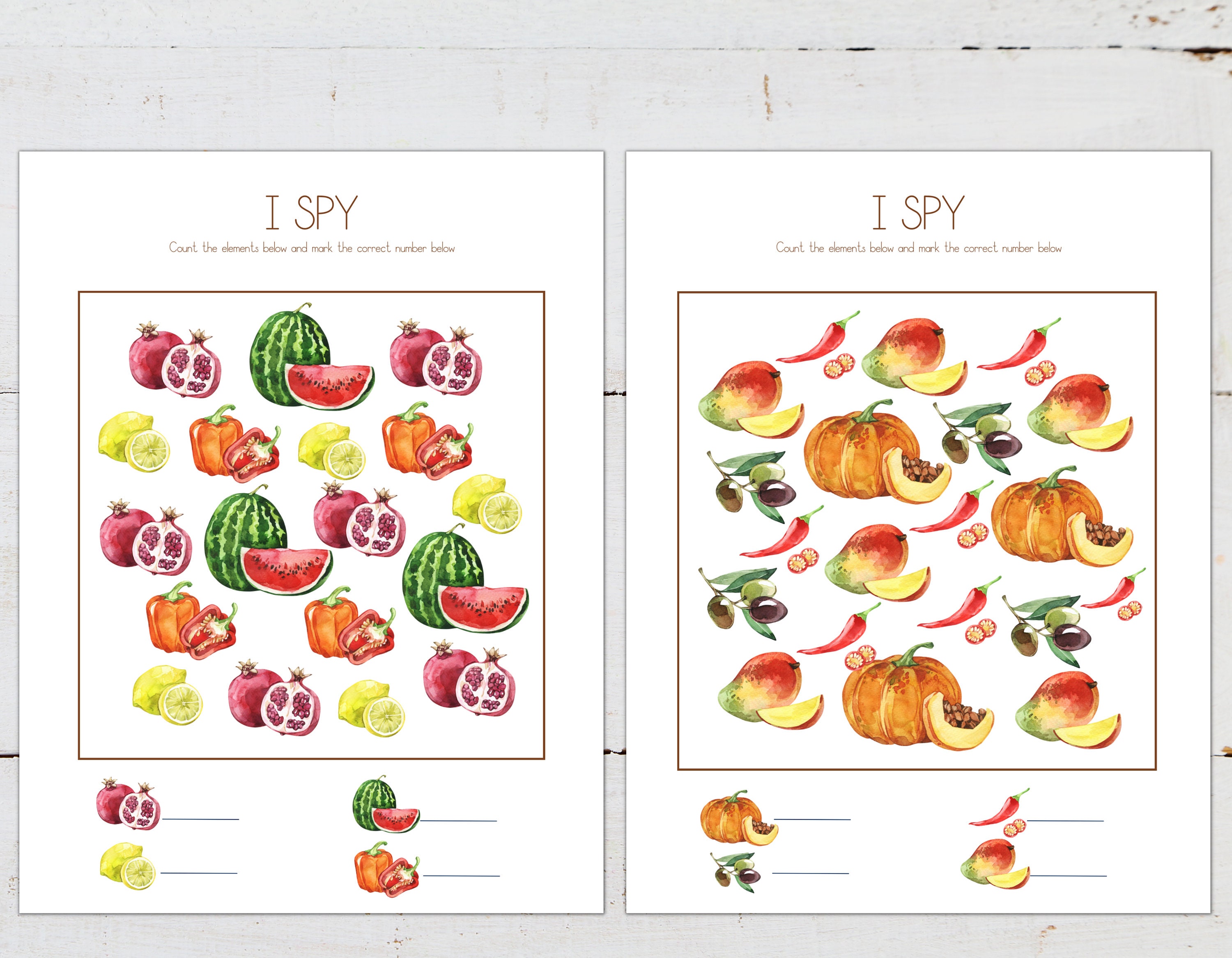 FRUIT and VEGETABLES I Spy, Printable Fruit and Vegetables Activity ...
