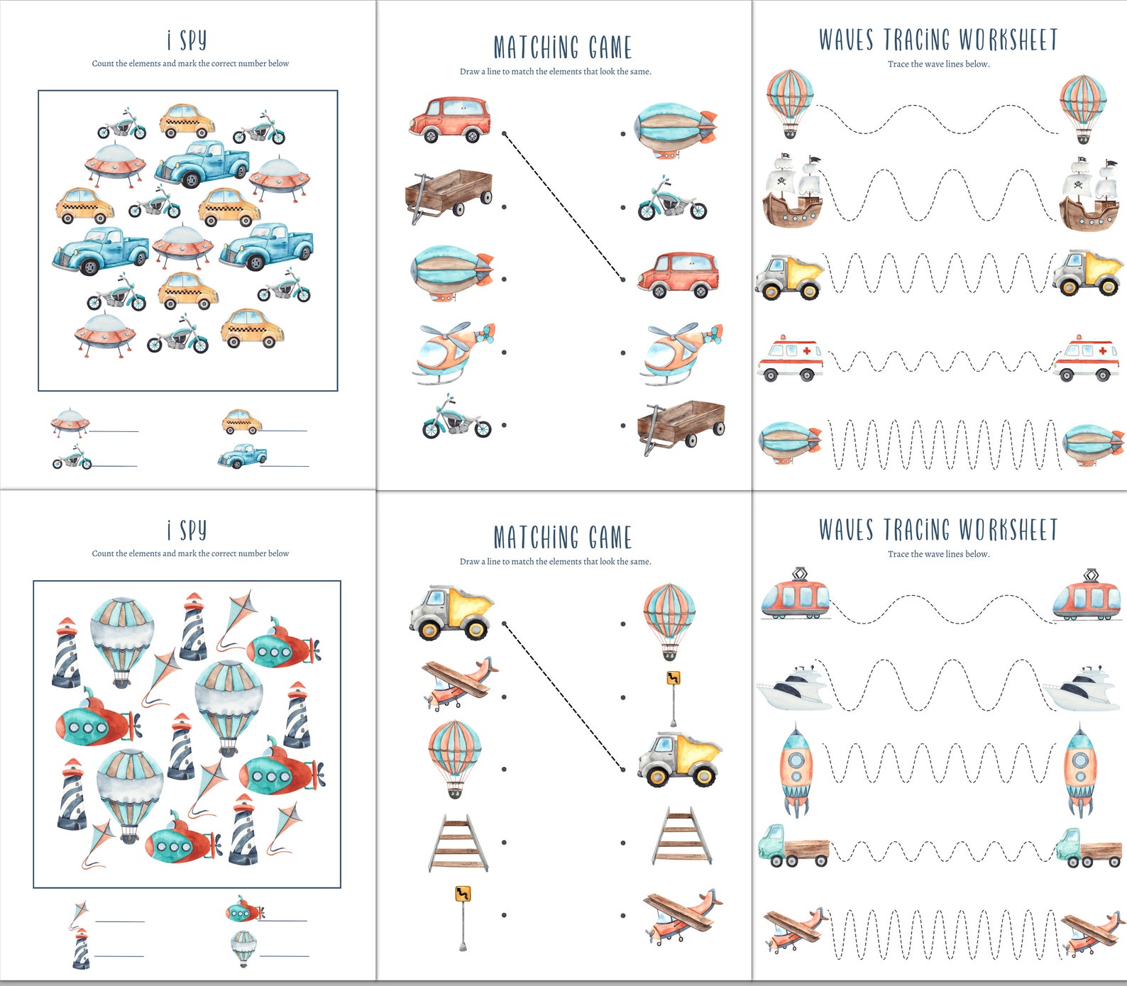 TRANSPORT Pre-k and K Activity Pack, Homeschool, Digital, Instant ...