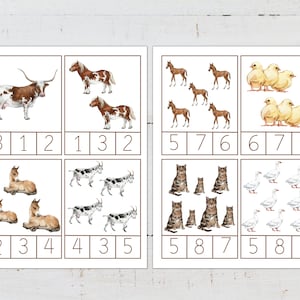 FARM ANIMALS Count and Clip Cards, 1 to 12 Counting, Spring Activity ...