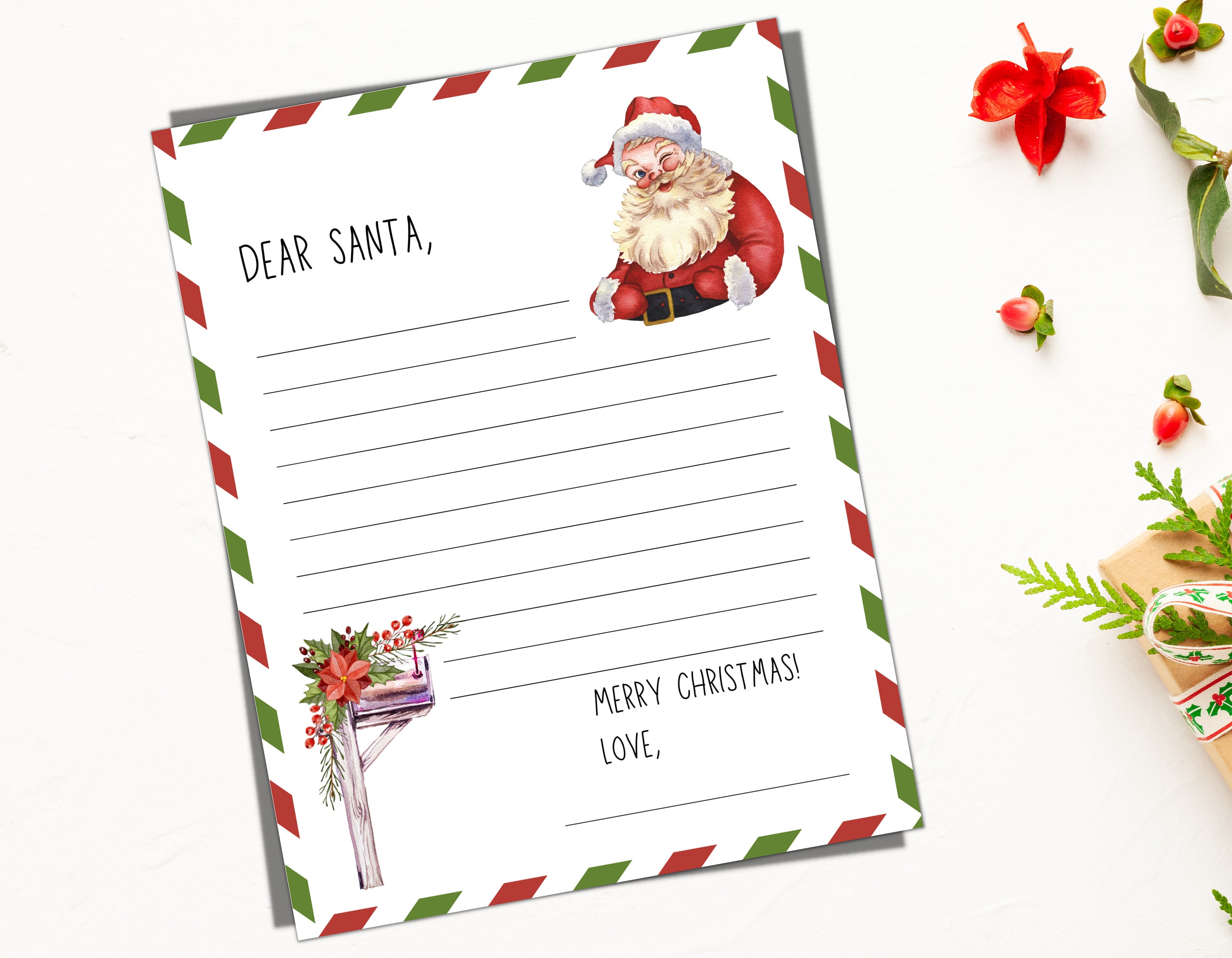 Letter to Santa, Dear Santa, Printable Letter to Santa, Christmas Wish ...