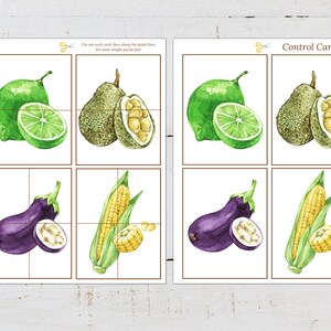 FRUIT and VEGETABLES Matching Card Game, Simple Puzzles, Toddler ...