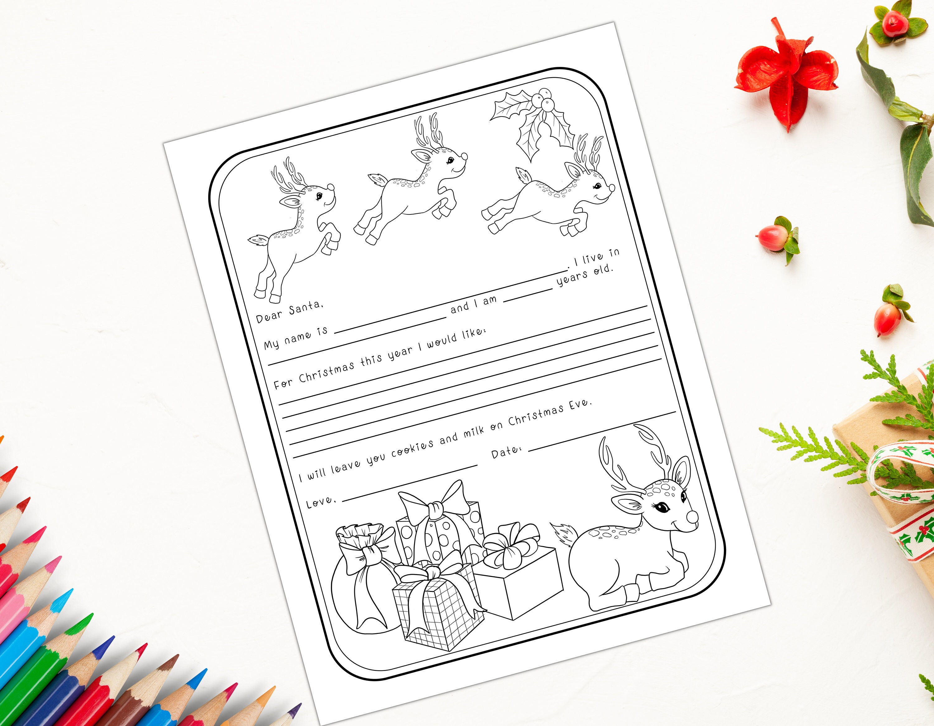 Coloring Letter to Santa, Dear Santa, Printable Letter to Santa ...
