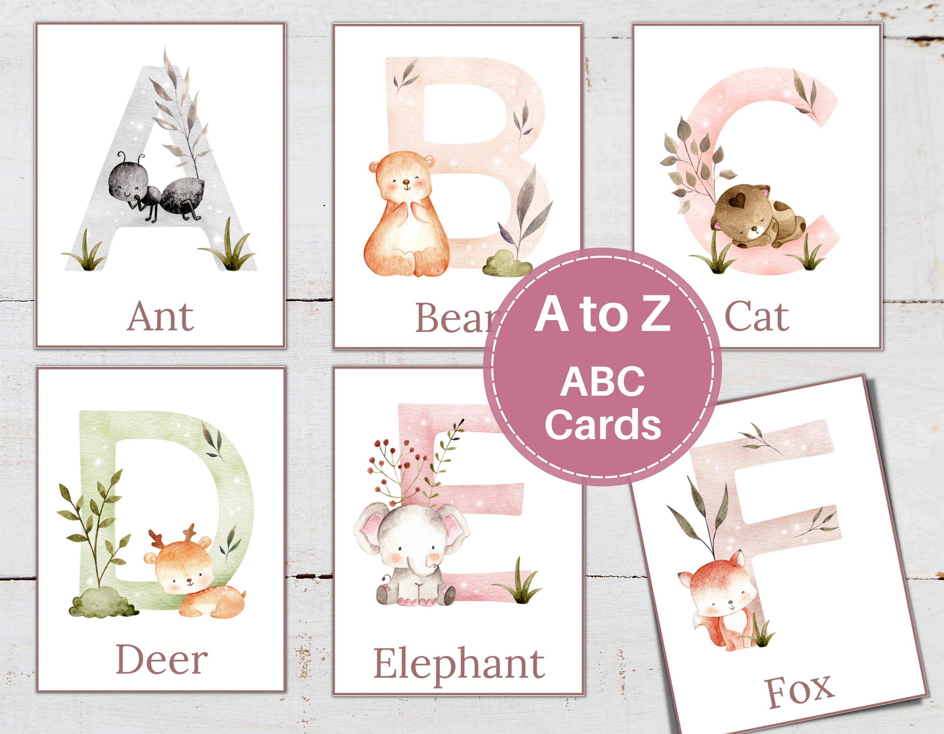 Animal ABC Flash Cards Animal Flash Cards Learning Cards Digital ...