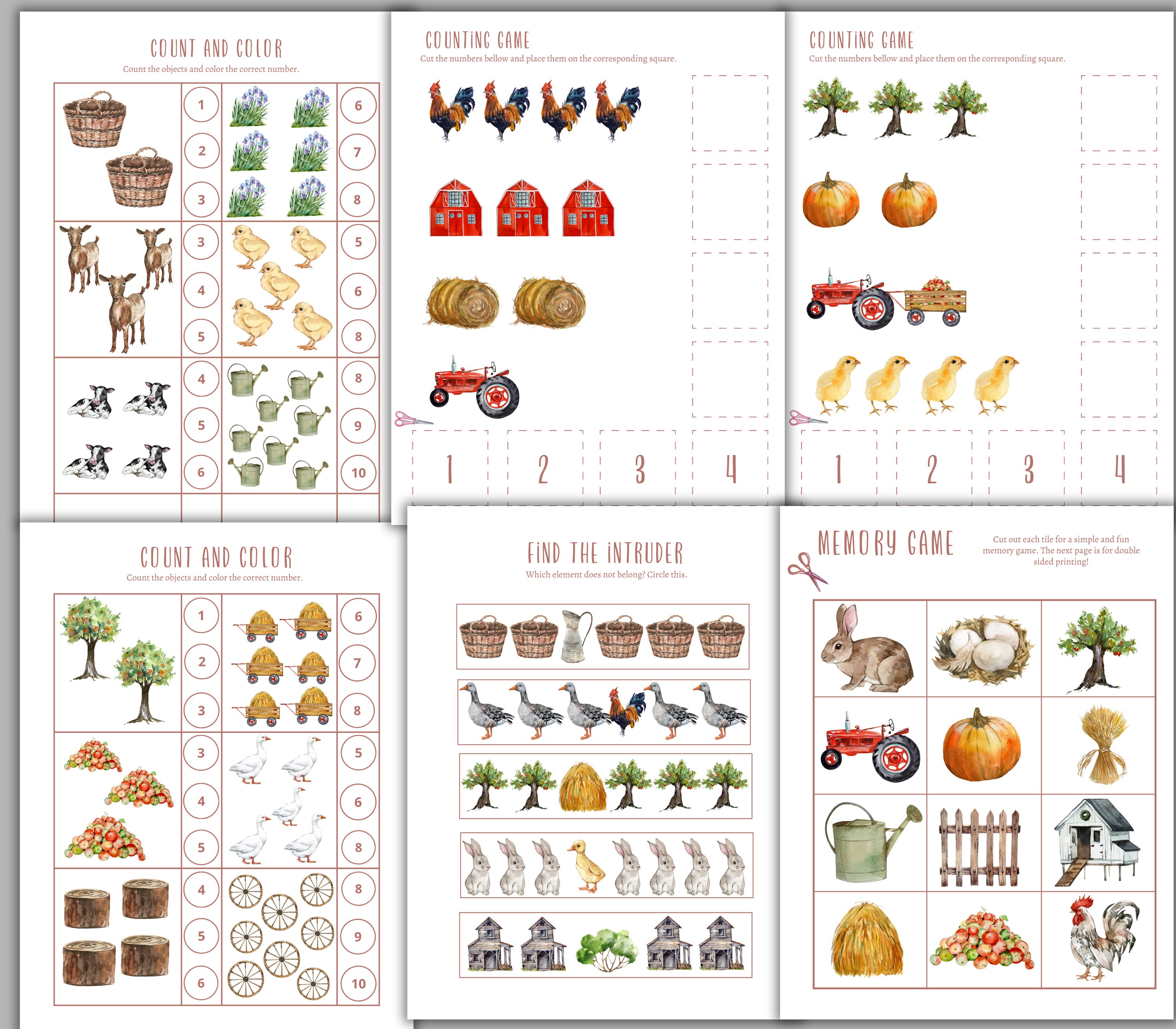 ON THE FARM Activity Pack, Homeschool, Digital, Instant Download - Etsy