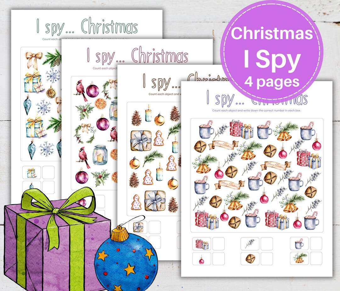 CHRISTMAS I Spy, Printable Winter Activity, Preschool, Kindergarten ...