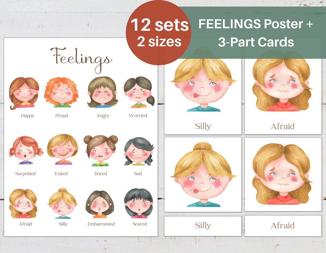 FEELINGS Mini Poster + 3-part Cards, 2 Card Sizes, Homeschool ...