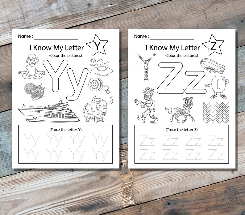 ABC Coloring and Tracing Worksheets, A to Z, Capital and Lowercase ...