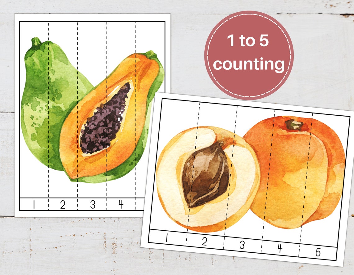 FRUIT and VEGETABLES Number Sequence Puzzles, Skip Counting, Printable ...