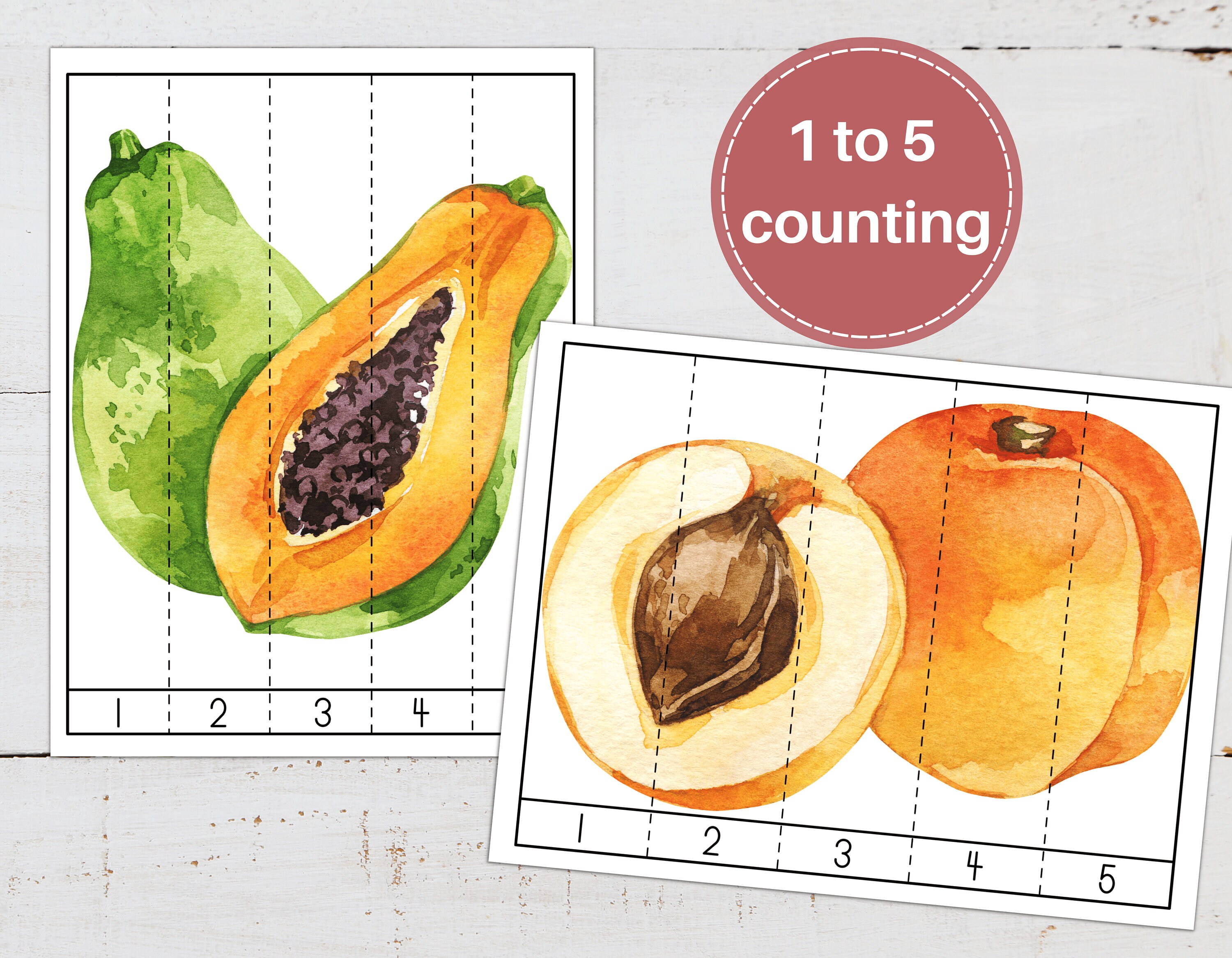 FRUIT and VEGETABLES Number Sequence Puzzles, Skip Counting, Printable ...