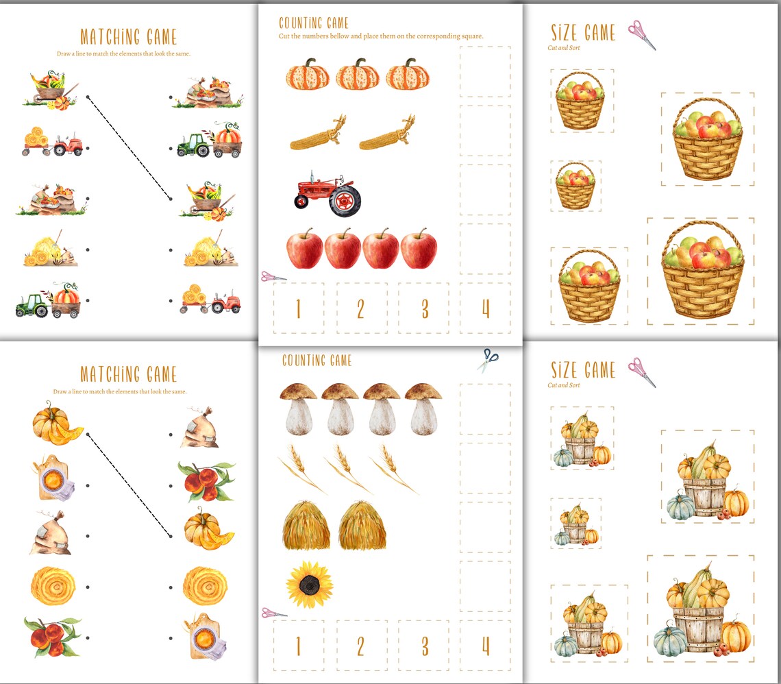 AUTUMN HARVEST Pre-k and K Activity Pack, Homeschool, Digital, Instant ...
