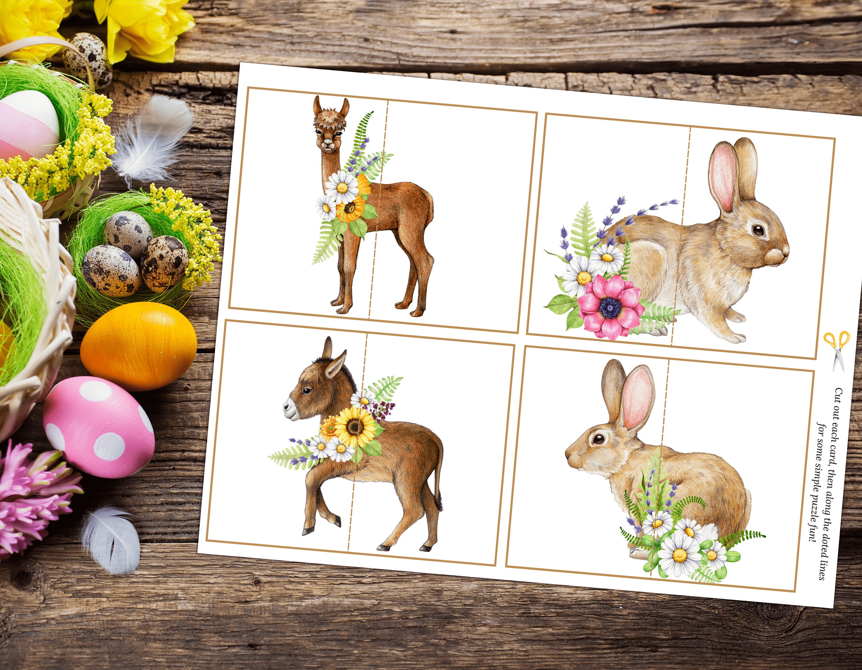 SPRING Farm Animals Simple Puzzles, Printable, Preschool Activity, Kids ...