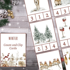 WINTER Count and Clip Cards, 1 to 12 Counting, Forest Theme, Christmas ...