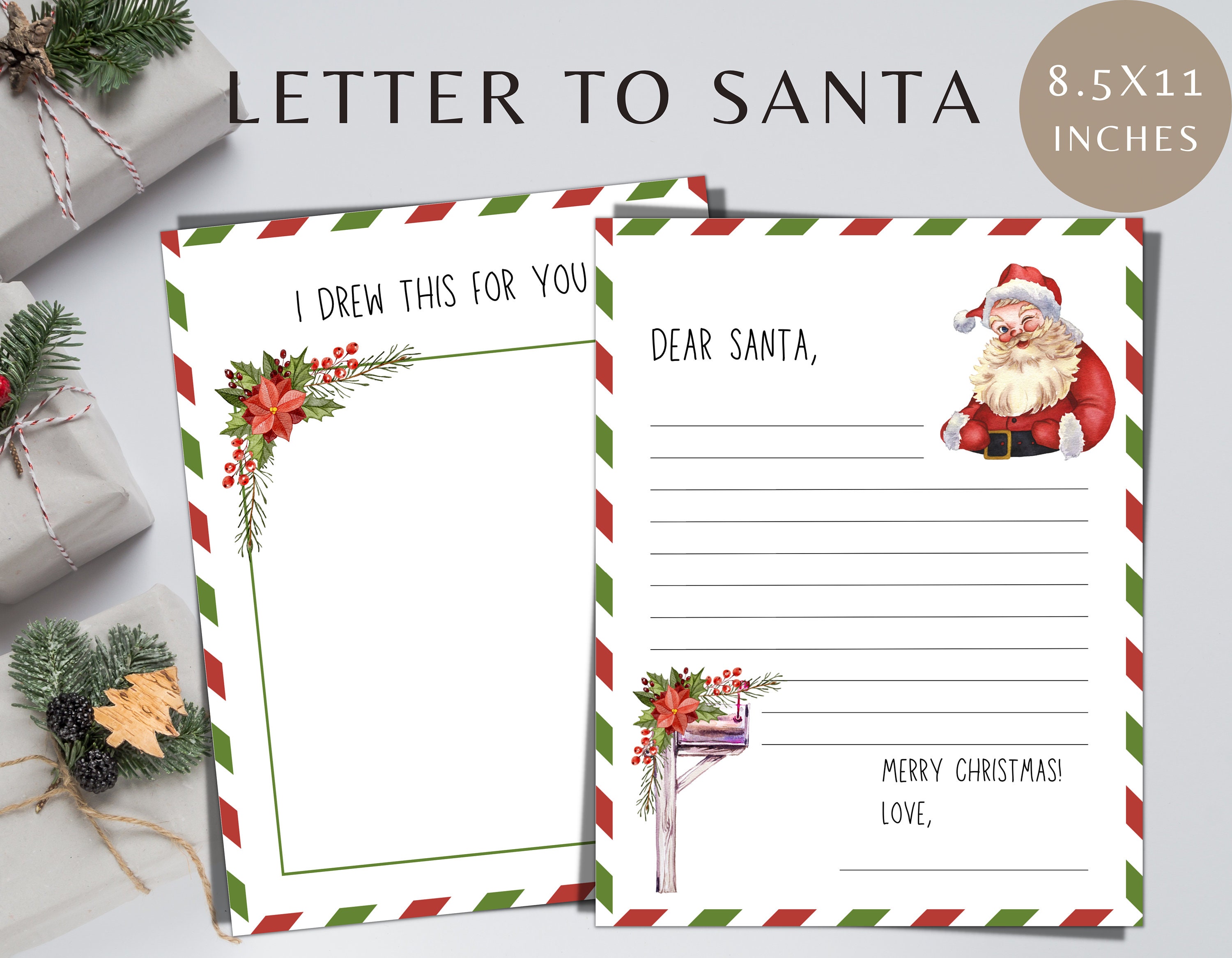 Letter to Santa, Dear Santa, Printable Letter to Santa, Christmas Wish ...