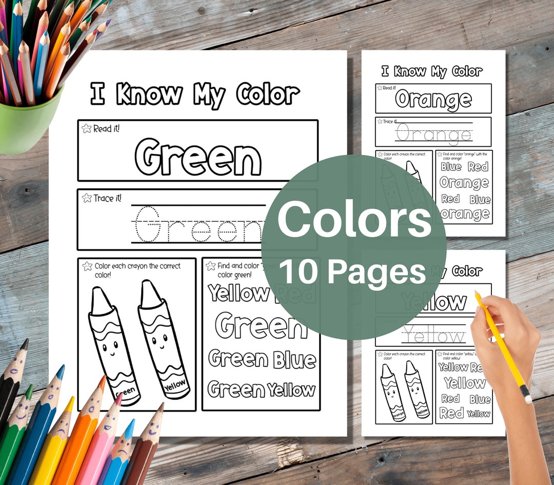 COLORS Learning Worksheets, 10 Pages, Preschool Activity, Digital ...