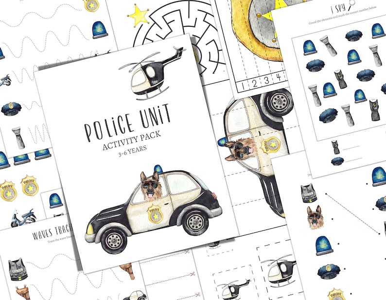 POLICE UNIT Pre-k and K Activity Pack, Homeschool, Digital, Instant ...