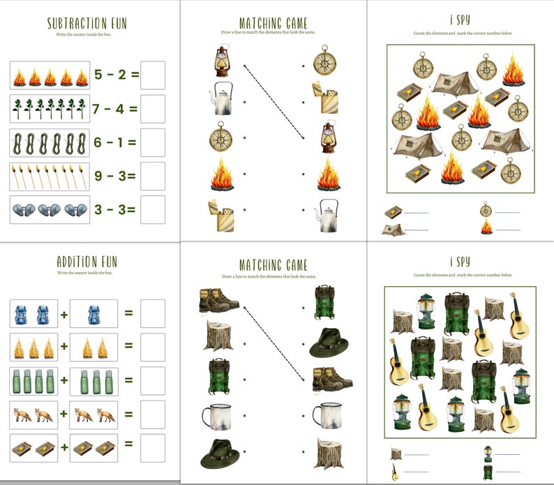 CAMPING Pre-k and K Activity Pack Homeschool Digital - Etsy