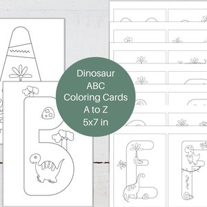 DINOSAUR ABC Coloring Cards, A to Z Coloring, Instant Download - Etsy
