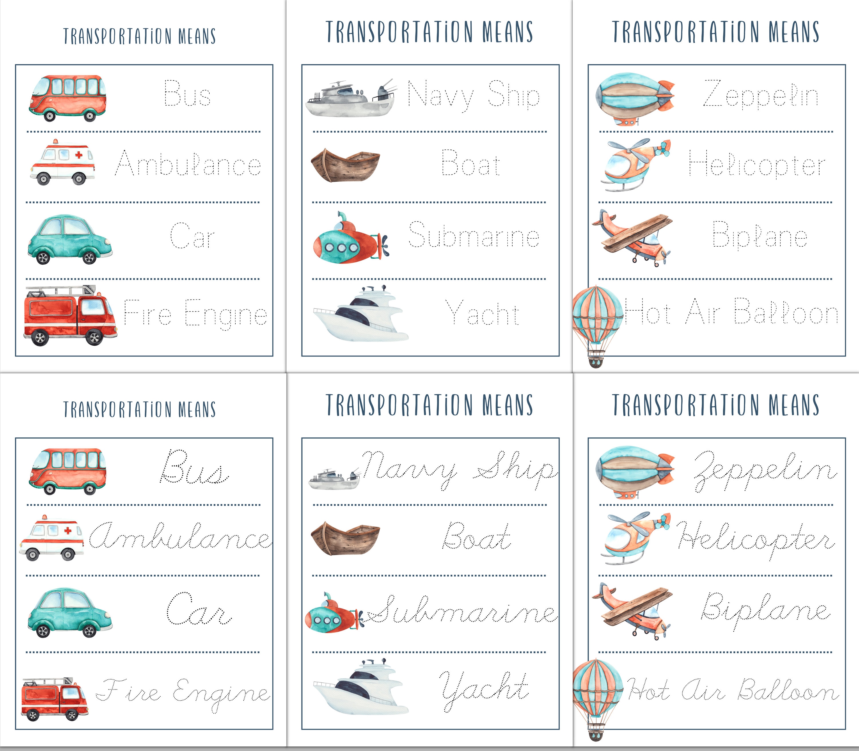 TRANSPORT Pre-k and K Activity Pack, Homeschool, Digital, Instant ...