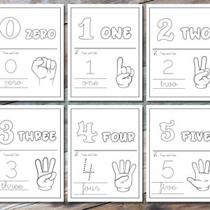 NUMBER Coloring and Tracing Worksheets, 0 to 10 Counting, Preschool ...