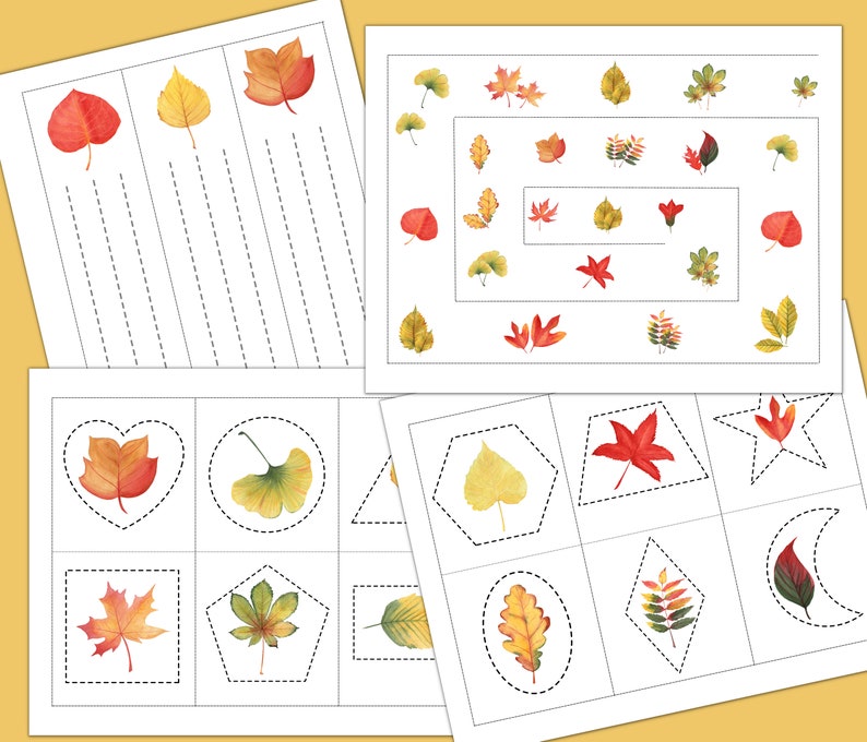 AUTUMN/FALL Leaves Cutting Strips, Scissor Practice, Preschool ...