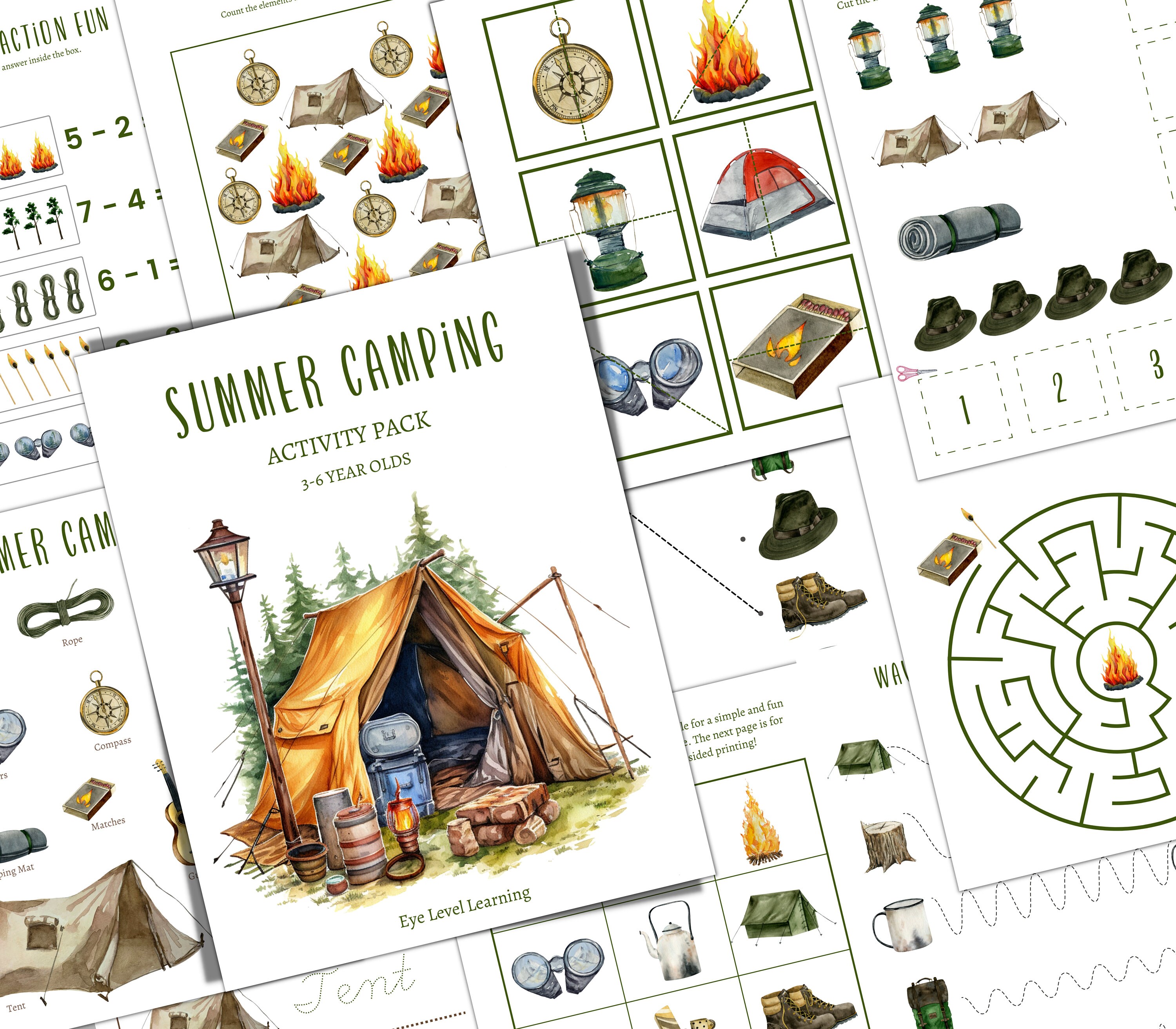 CAMPING Pre-k and K Activity Pack, Homeschool, Digital, Instant ...