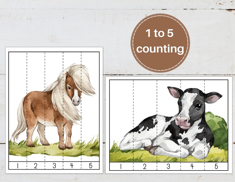 FARM Animals Number Sequence Puzzles Printable Skip - Etsy