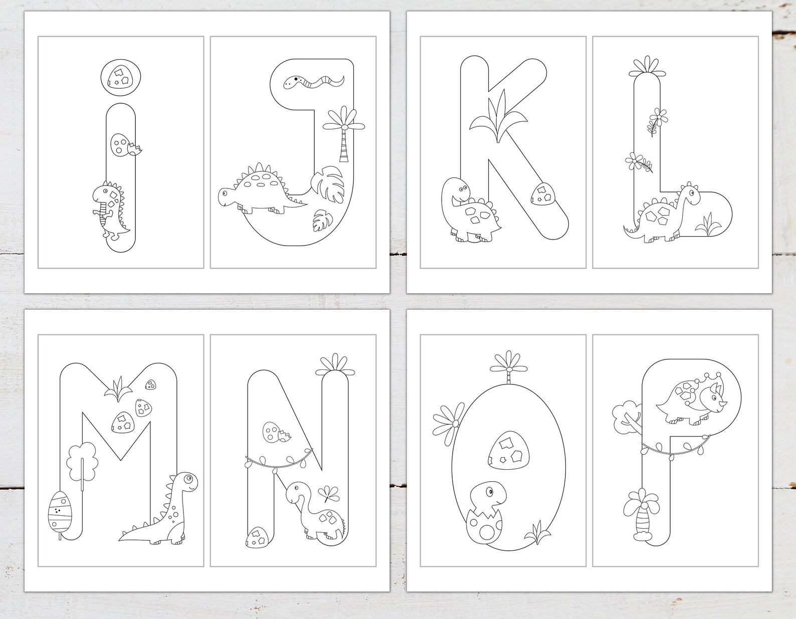 DINOSAUR ABC Coloring Cards, A to Z Coloring, Instant Download - Etsy