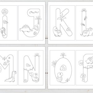 DINOSAUR ABC Coloring Cards, A to Z Coloring, Instant Download - Etsy