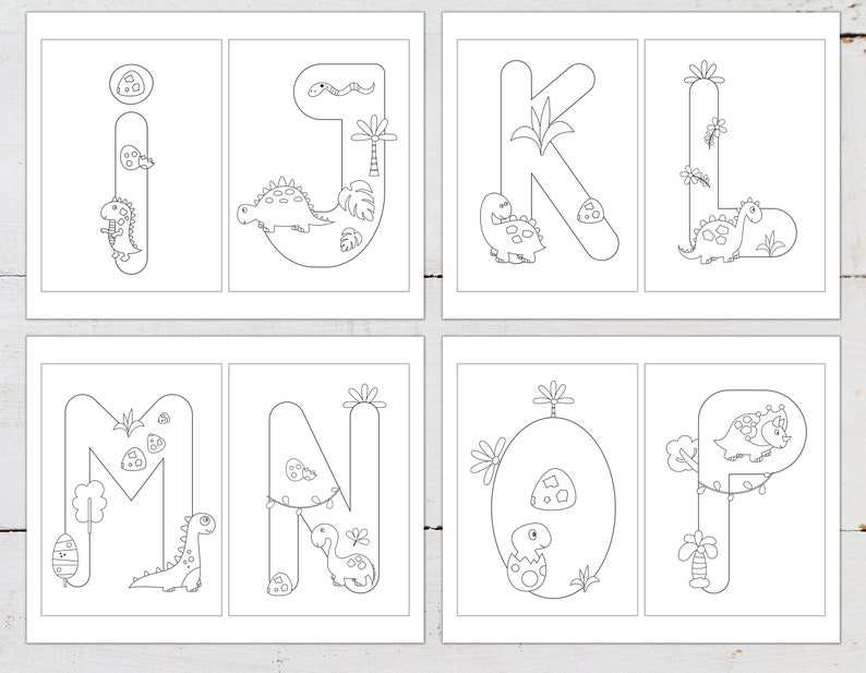 DINOSAUR ABC Coloring Cards, A to Z Coloring, Instant Download - Etsy