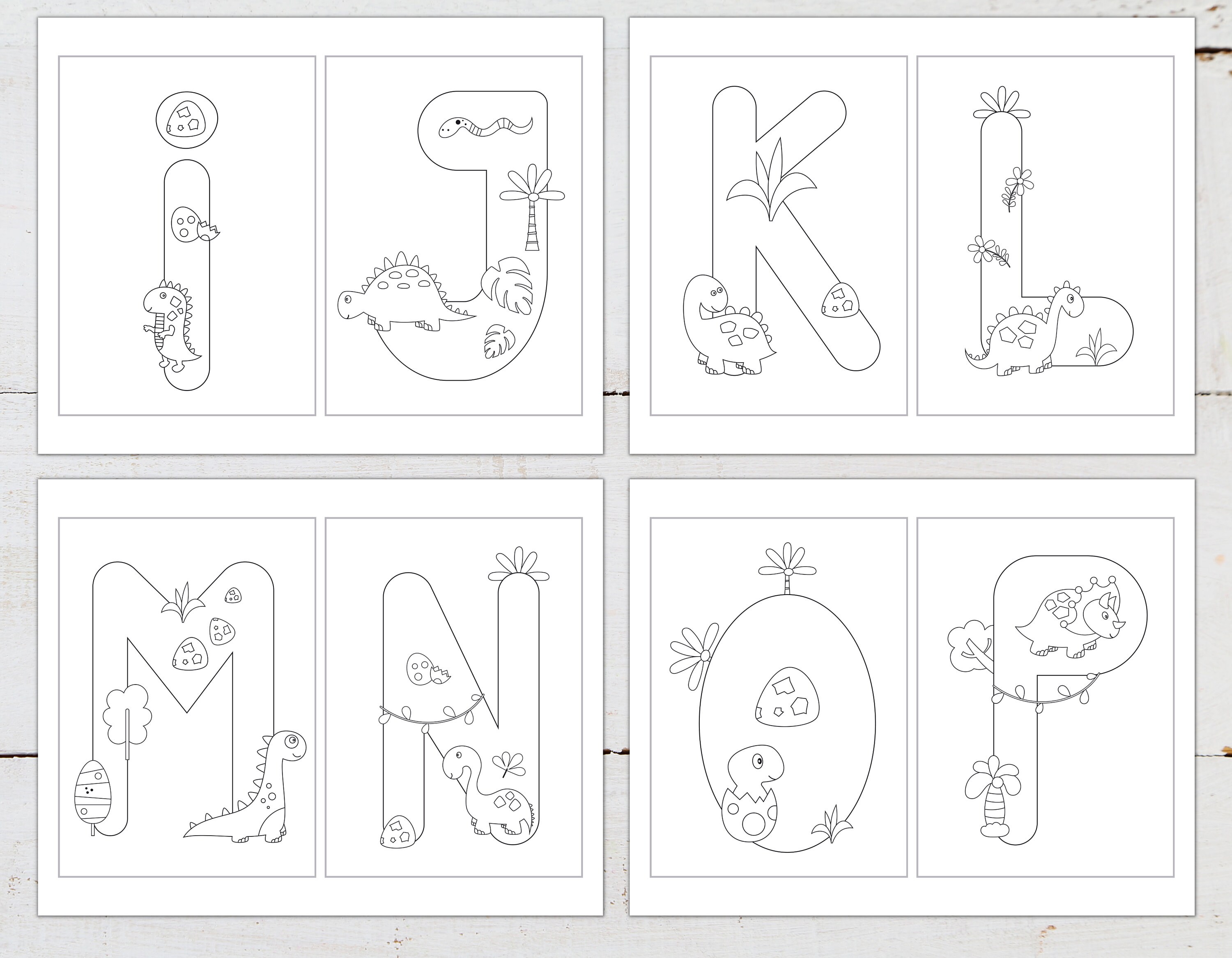 DINOSAUR ABC Coloring Cards, A to Z Coloring, Instant Download - Etsy