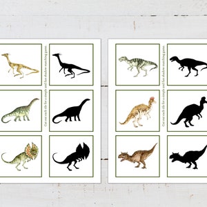 DINOSAUR Shadow Matching, Silhouette Matching, Montessori at Home ...