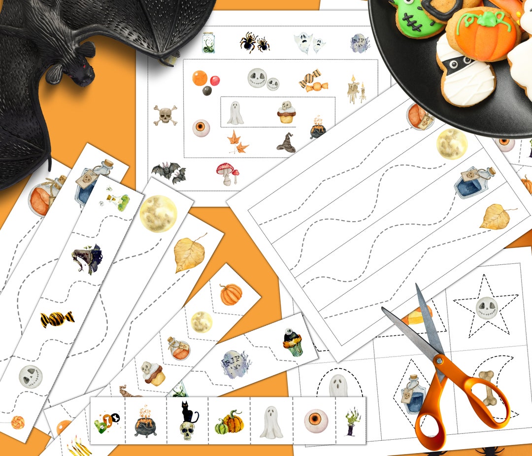 Halloween Cutting Strips, Scissor Practice, Preschool Printable ...