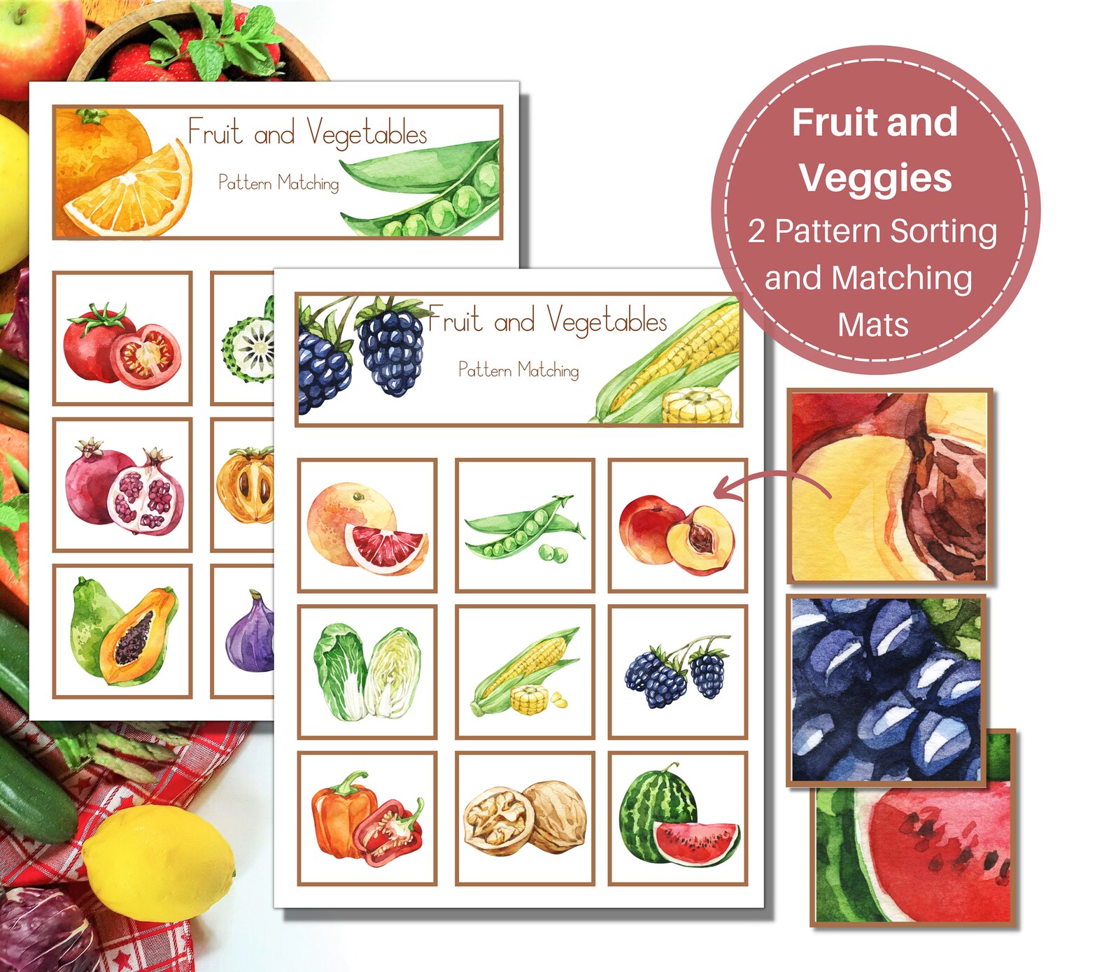 FRUIT & VEGGIES Pre-k and K Activity Pack, Homeschool, Digital, Instant ...